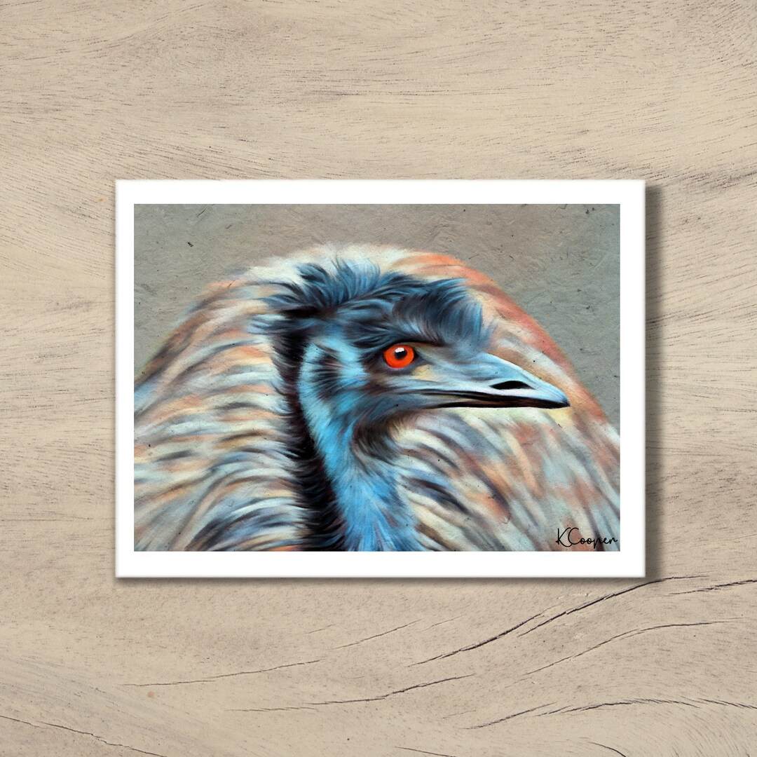 Handcrafted Emu Card From Original Mixed Media Signed Artwork - Etsy