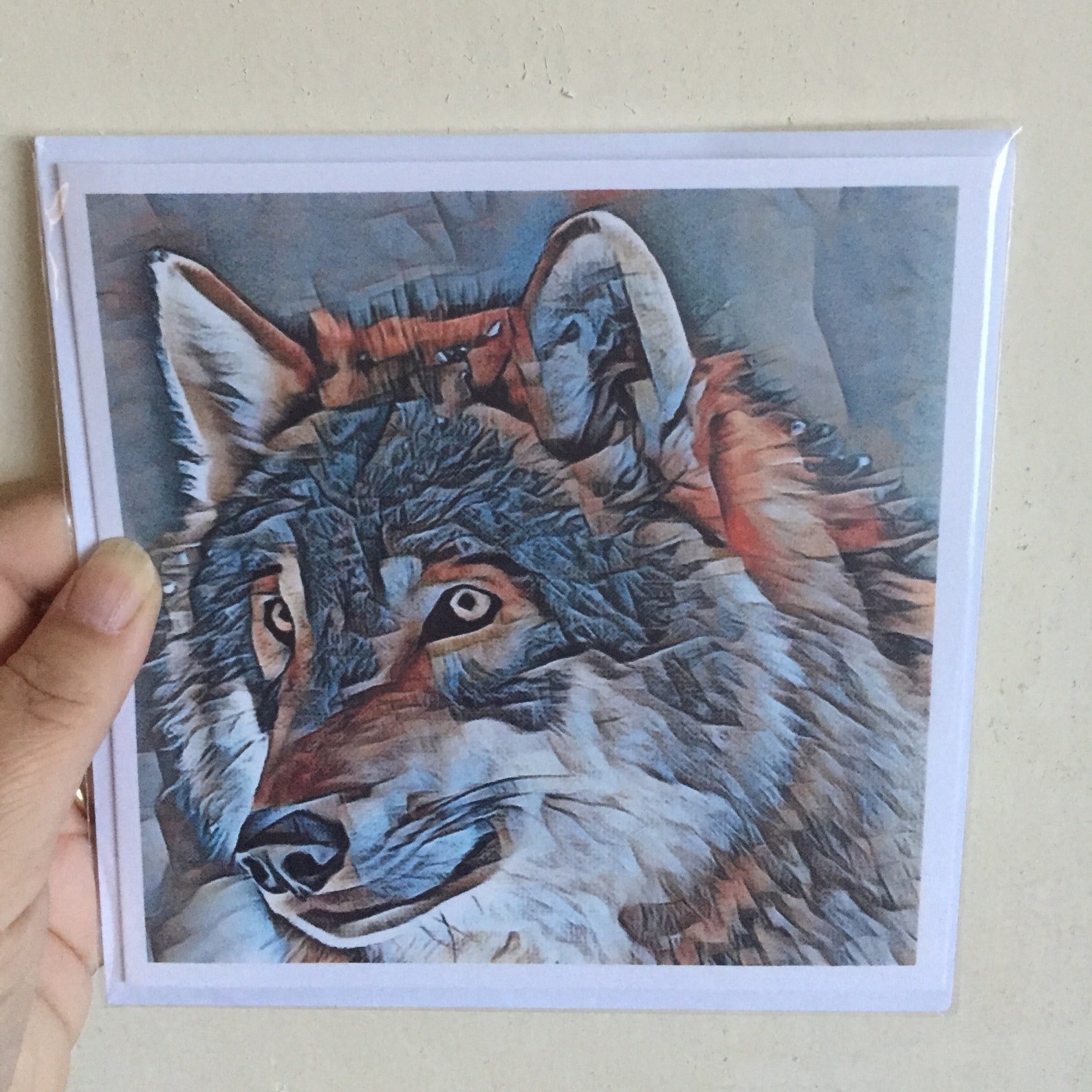 Handcrafted Wolf Card From Original Mixed Media Signed Artwork - Etsy
