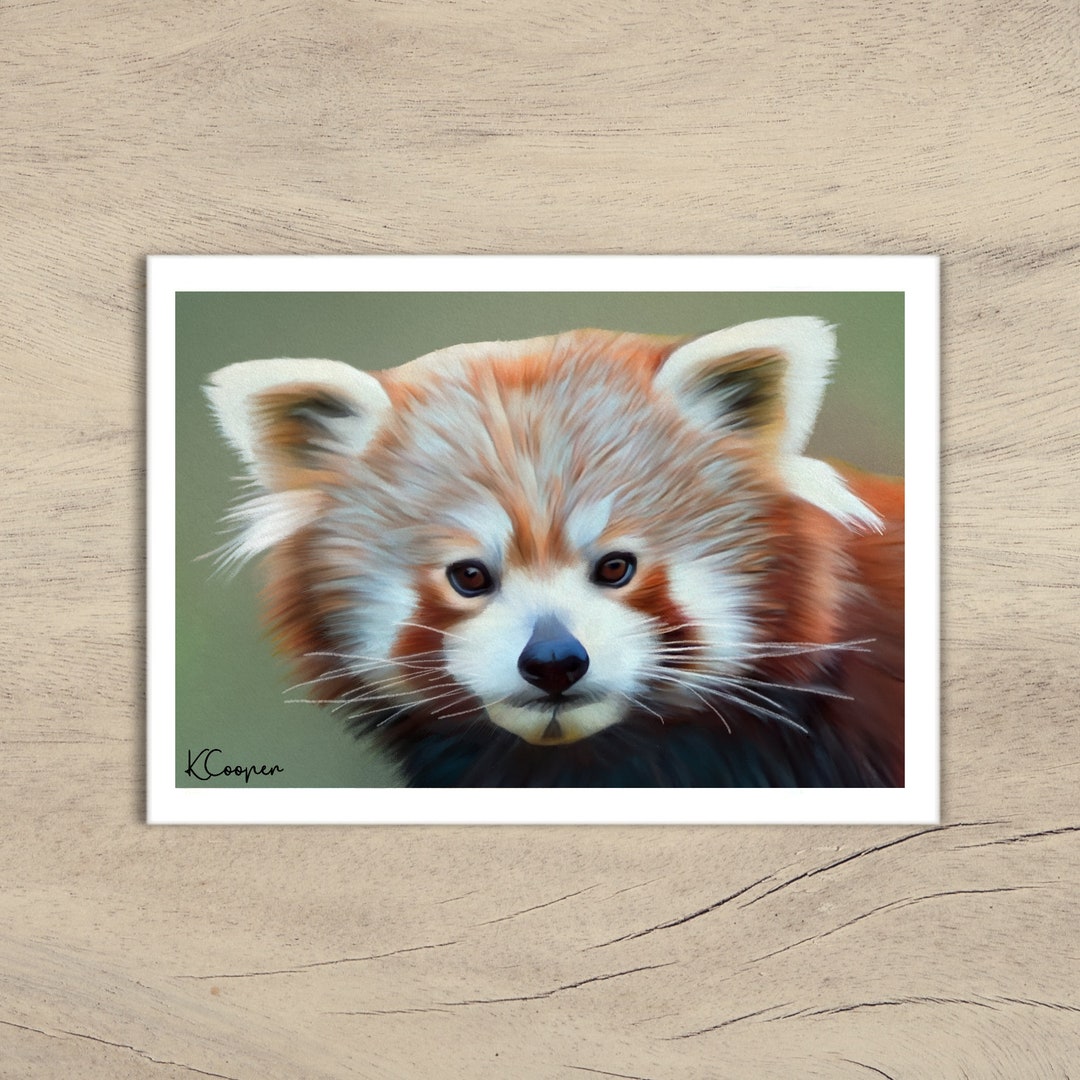 Handcrafted Red Panda Card From Original Mixed Media Signed Artwork by ...