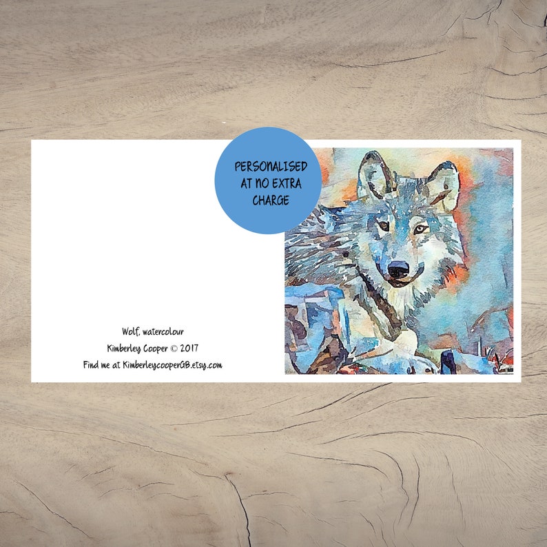 Handcrafted Wolf card from original mixed media signed | Etsy