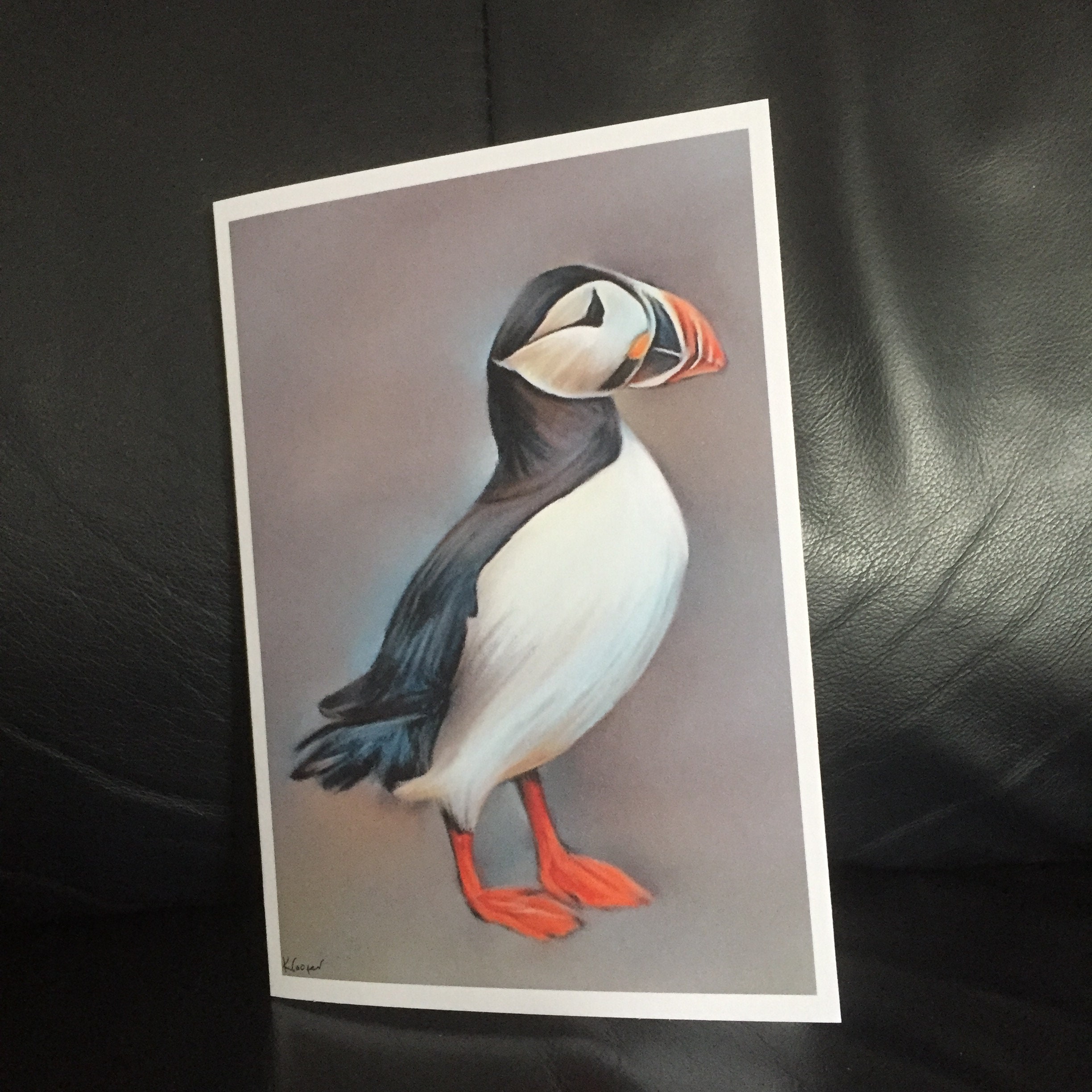 Handcrafted Puffin card from original mixed media signed | Etsy