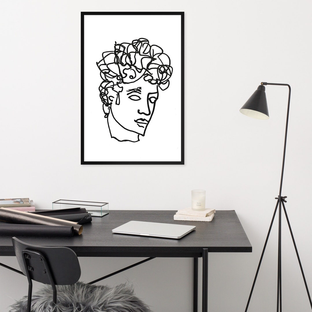 Greco-roman Bust Ink Line Drawing Print - Etsy