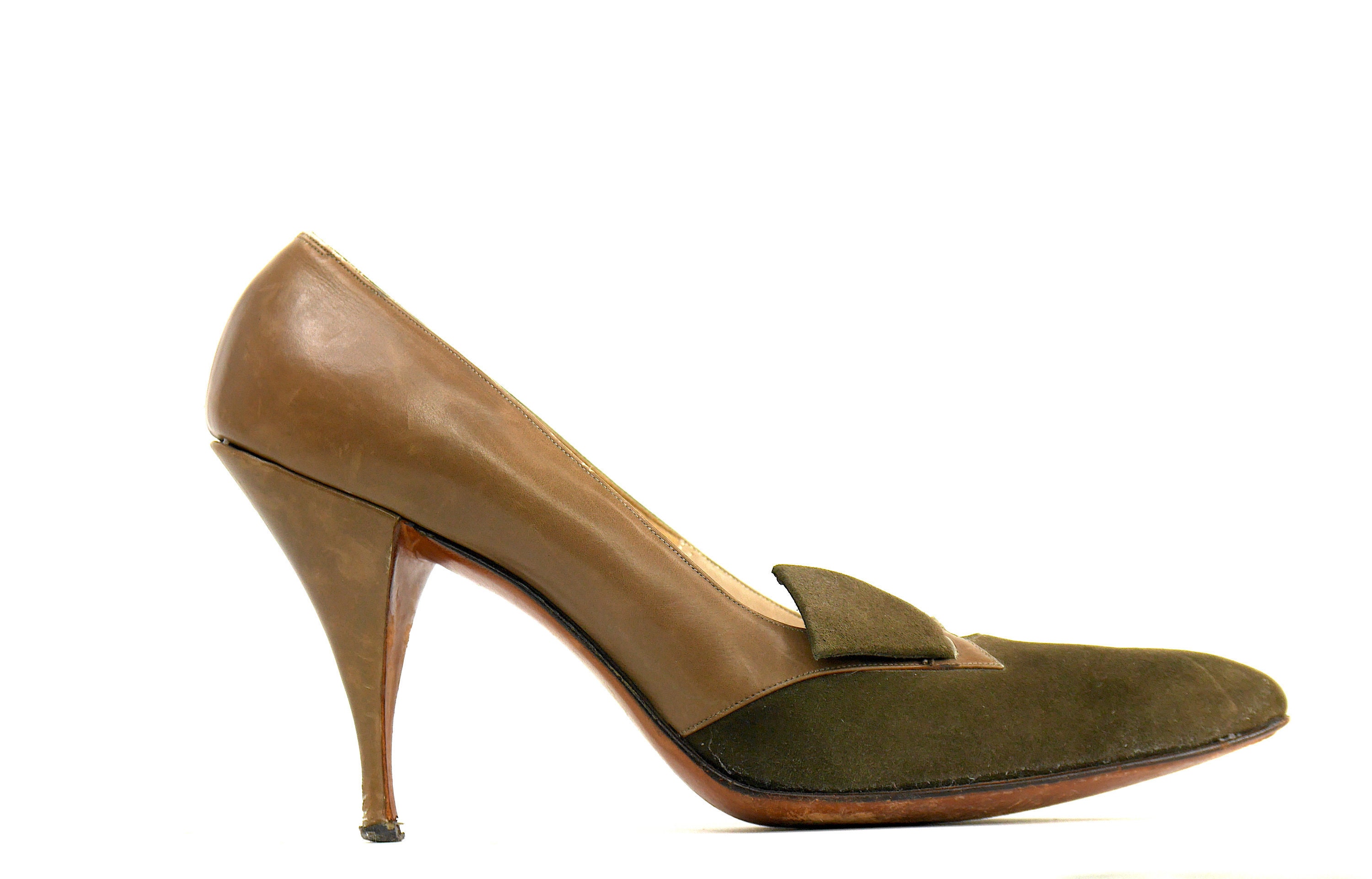 1940s/50s Bullocks Tan Two-tone Heels/pumps - Etsy