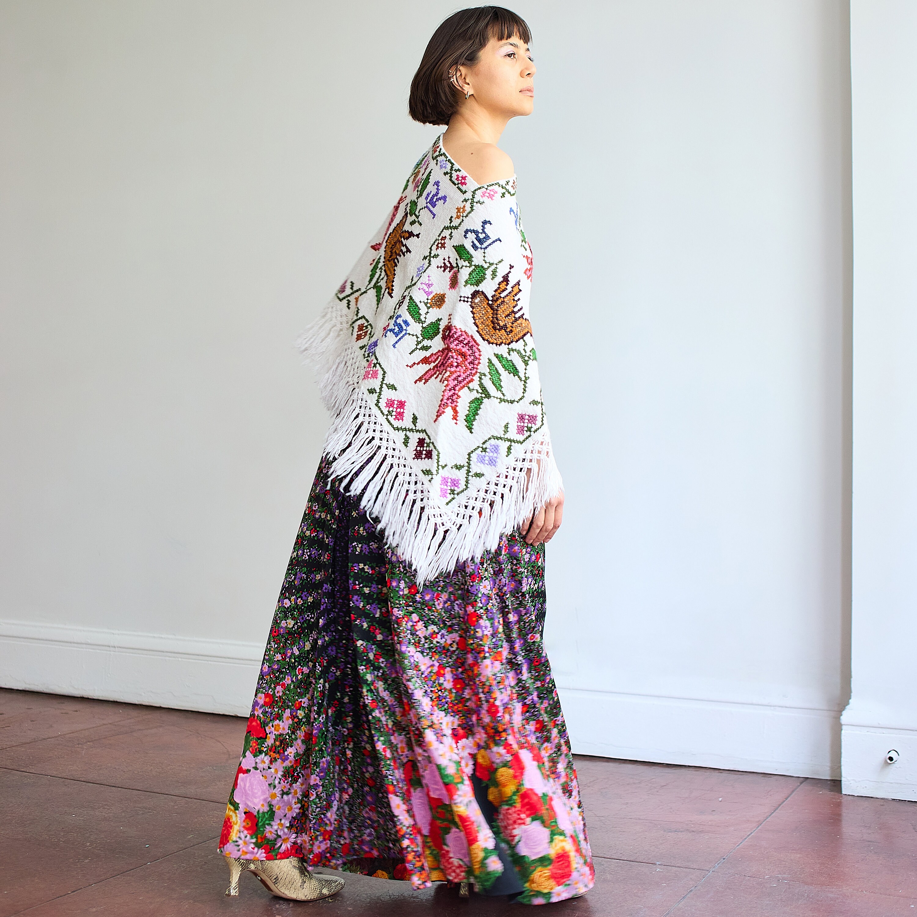 60s/70s Hand Knit Loomed Wool Cropped Turtledove Poncho - Etsy