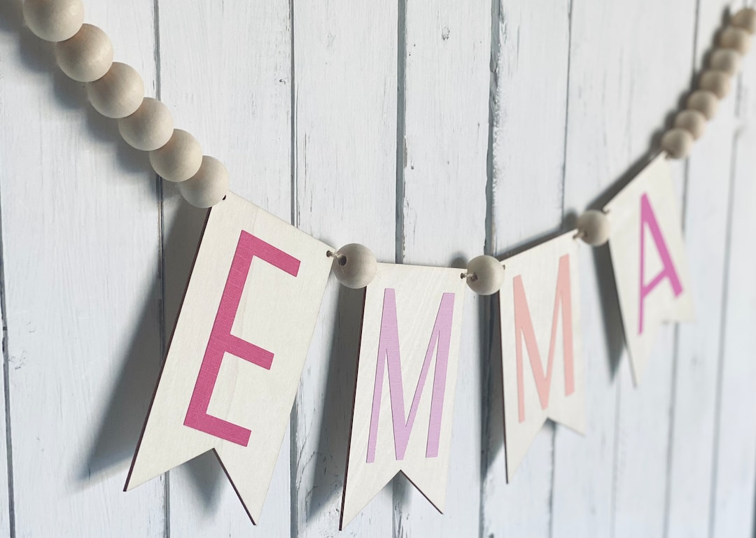 Personalized Name Garland: Wooden Ball Banner, Custom Colors - Etsy
