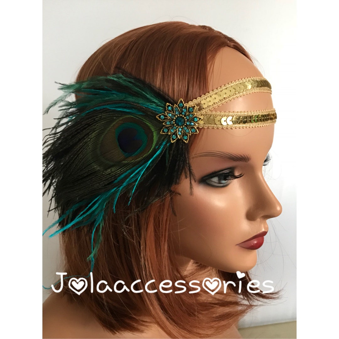Peacock Headband 1920s Headband Peacock Beaded Headpiece Flapper ...