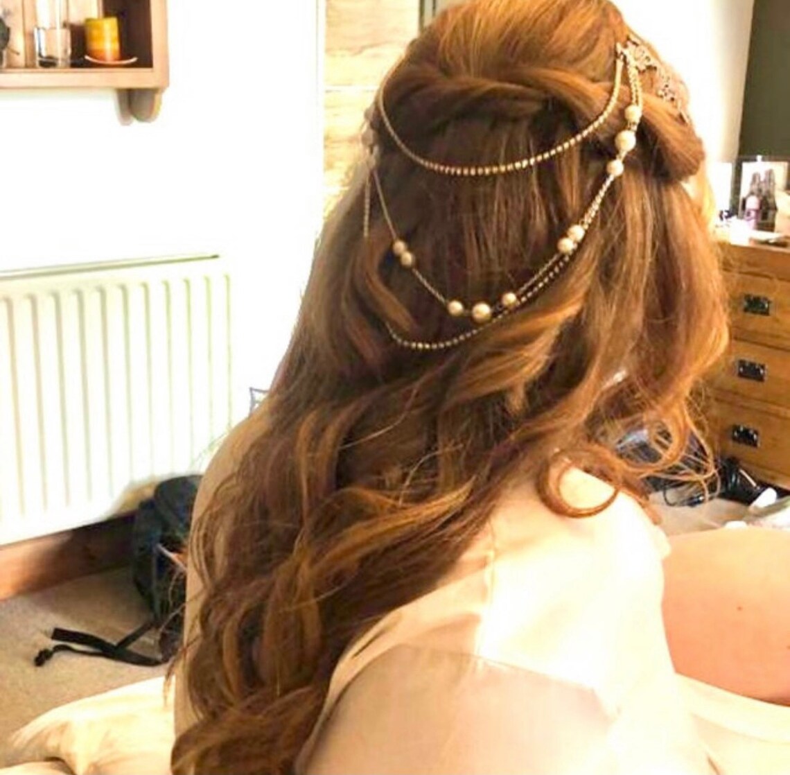 Art Deco Bridal Wedding Pearl Crystal Hair Drape Vintage Sthle Hair ...