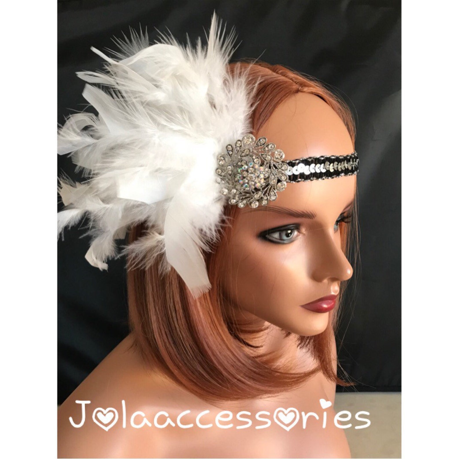 White Black Great Gatsby 1920s Headband Tiara Art Deco - Etsy