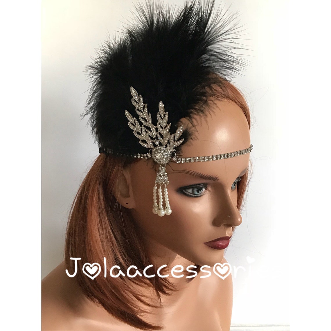 Black Silver Great Gatsby 1920s Headband Tiara Art Deco Headpiece ...