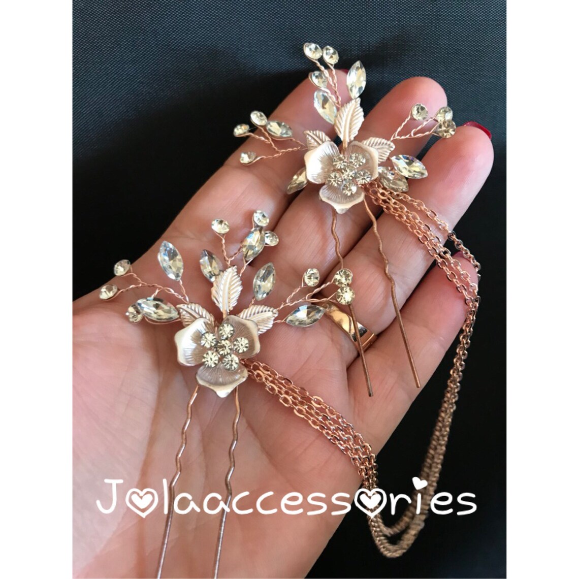 Rose Gold Bridal Wedding Crystal Hair Drape Vintage Style Hair Chain ...