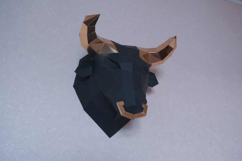 Bull Trophy. Low Poly Paper Sculpture Printable DIY Pdf Papercraft ...