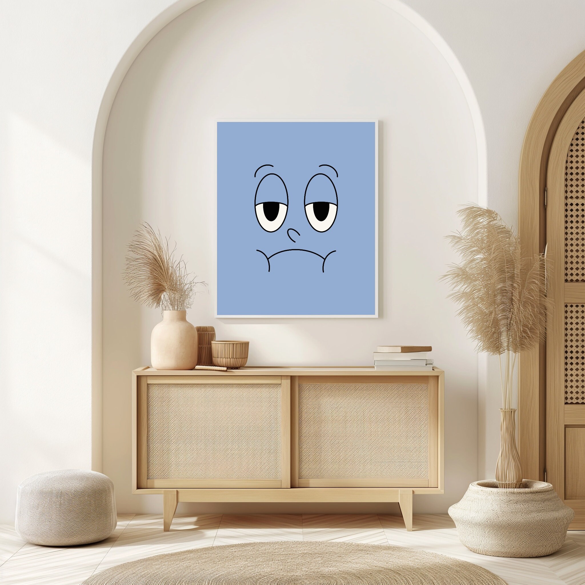50's Cartoon Sad Face Print Art, Retro Poster, Home Gift, Office Poster ...