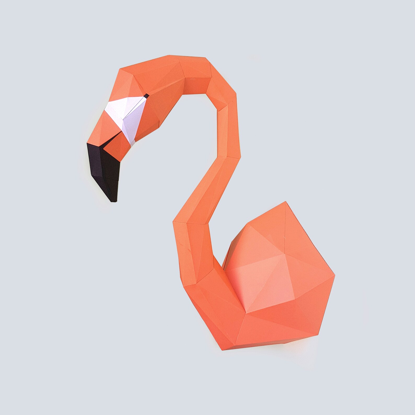 Flamingo Trophy. Low Poly Paper Sculpture Printable DIY Pdf Papercraft ...