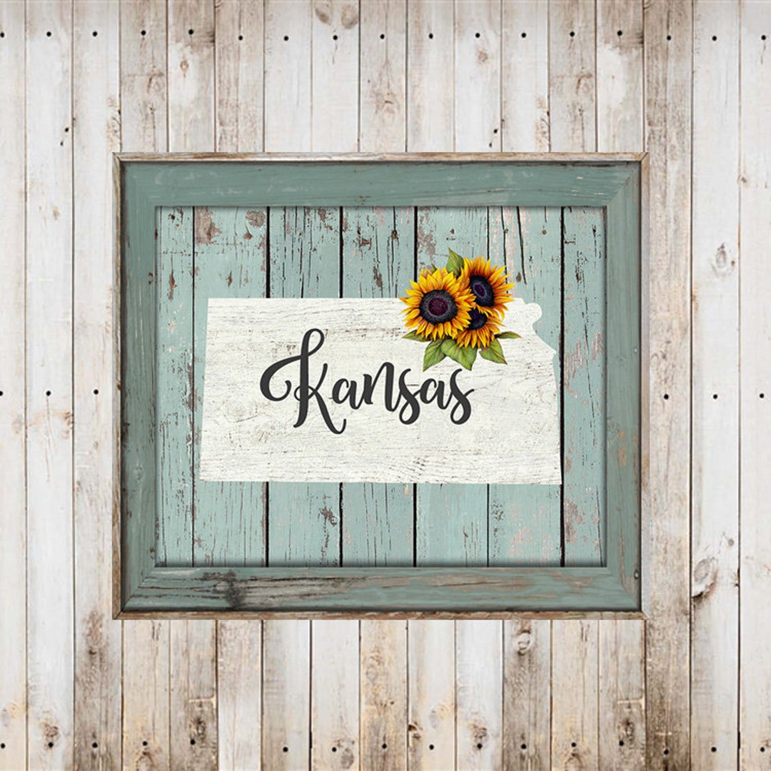 Sale-kansas Farmhouse Barn Wood State Print-wall Art-home Decor-gallery ...
