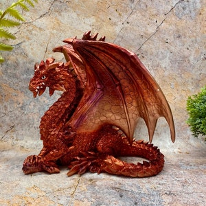 Mystical Red Dragon Resin Figurine 19x17cm Enchanting Fantasy Ornament ...