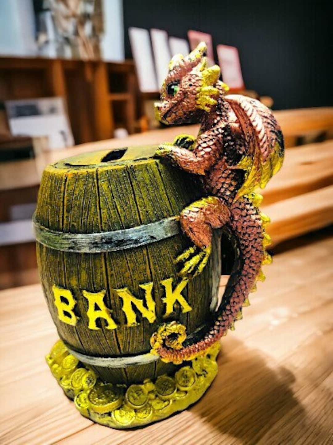 Red Dragon Money Bank, Whimsical Fantasy Savings Box, Coin Holder ...