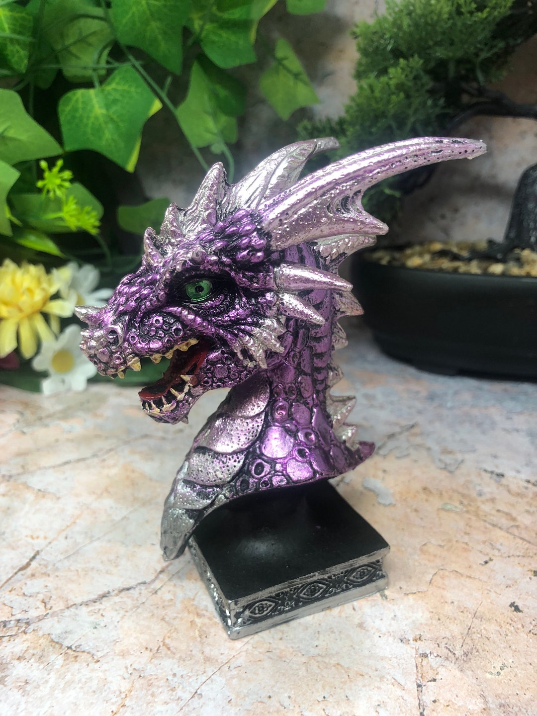 Purple Dragon Guardian on Stand Sculpture Statue Ornament Dragons ...