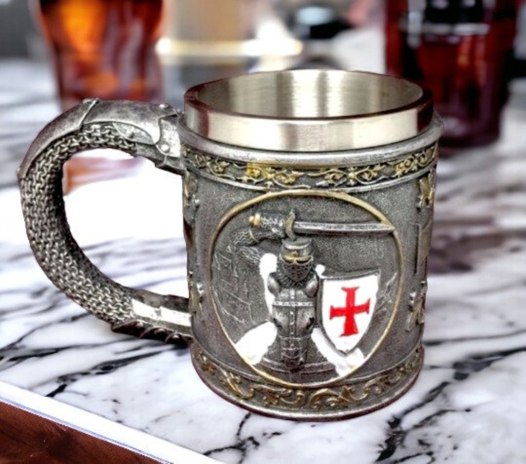 Templar Knight Tankard Medieval Chivalry Mug With Stainless - Etsy