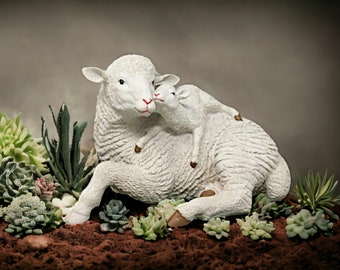 Lifelike Standing Sheep Garden Statue, Realistic Farm Lamb Ornament ...