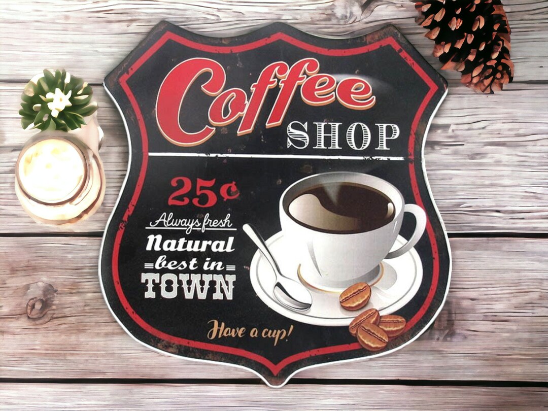 Vintage Coffee Shop Metal Wall Sign Charming Retro Cafe Decor for ...