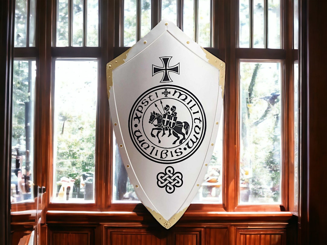 Knight Templar Metal Shield Wall Decor Handcrafted Medieval Crusader ...