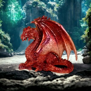 Mystical Red Dragon Resin Figurine 19x17cm Enchanting Fantasy Ornament ...