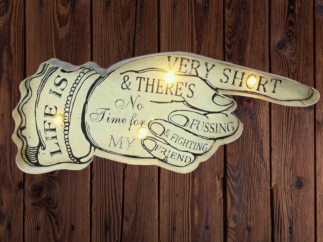 Handmade Illuminated Metal Wall Art 'life is Very Short' LED Light Sign ...