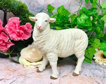 Lifelike Standing Sheep Garden Statue, Realistic Farm Lamb Ornament ...