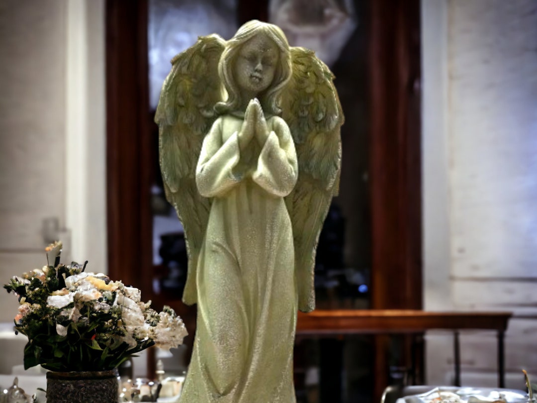 Guardian Angel Praying Graveside Sculpture Memorial Grave Peaceful ...