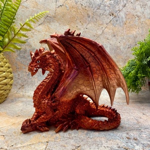 Mystical Red Dragon Resin Figurine 19x17cm Enchanting Fantasy Ornament ...