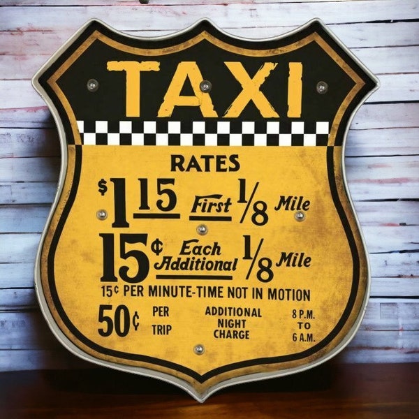 Vintage Taxi Sign - Etsy