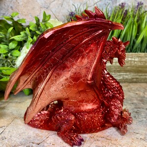 Mystical Red Dragon Resin Figurine 19x17cm Enchanting Fantasy Ornament ...