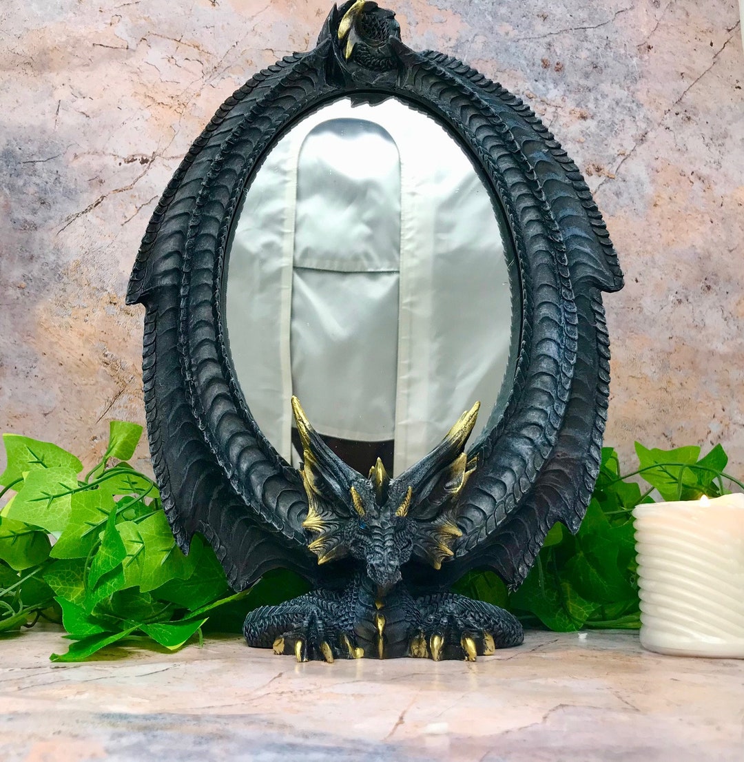 Enigmatic Dragon Guardian Mirror Gothic Vanity Accent Freestanding ...