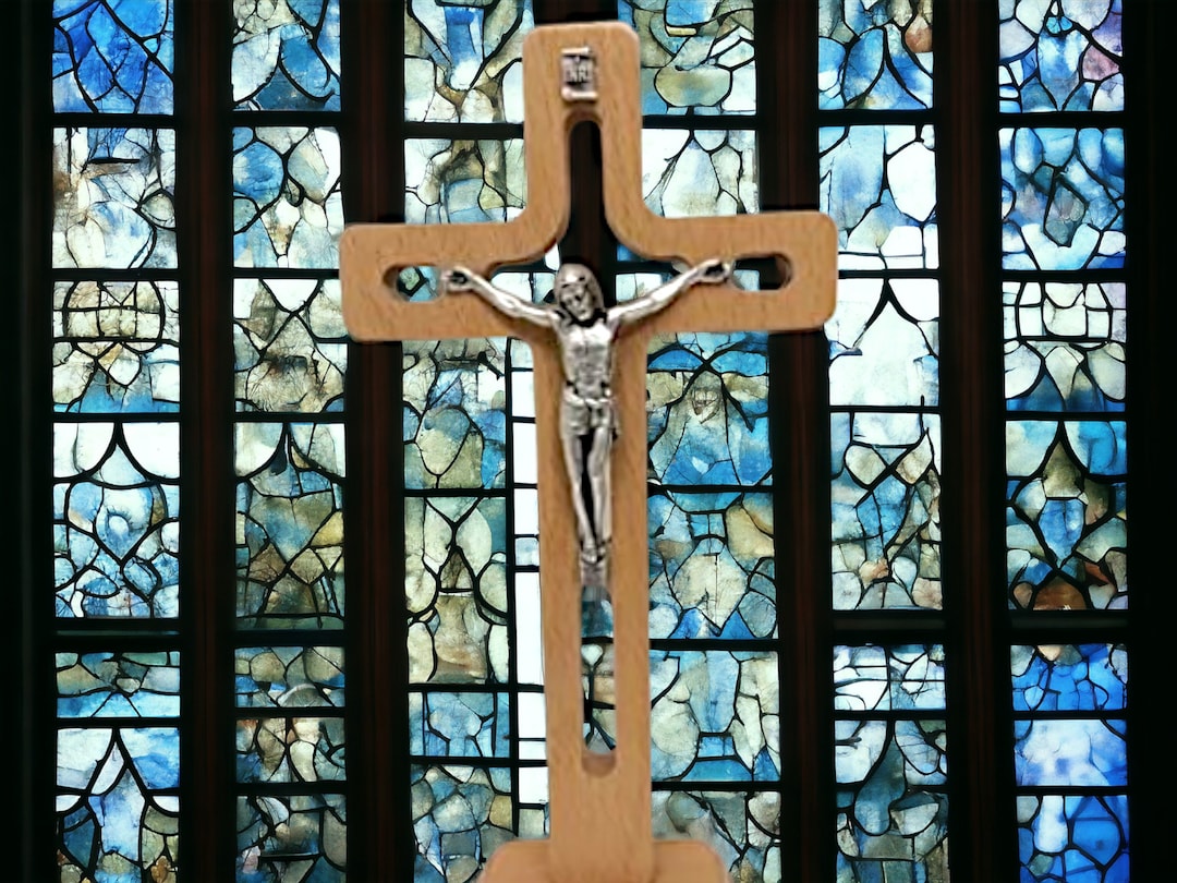 Freestanding Wooden Crucifix, Jesus Christ Cross, Spiritual Home Decor, Religious Tabletop ...