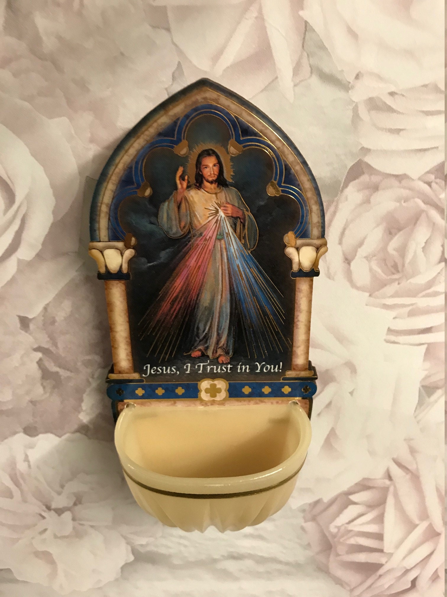 Luminous Divine Mercy Holy Water Font With Gold Foil - Etsy UK
