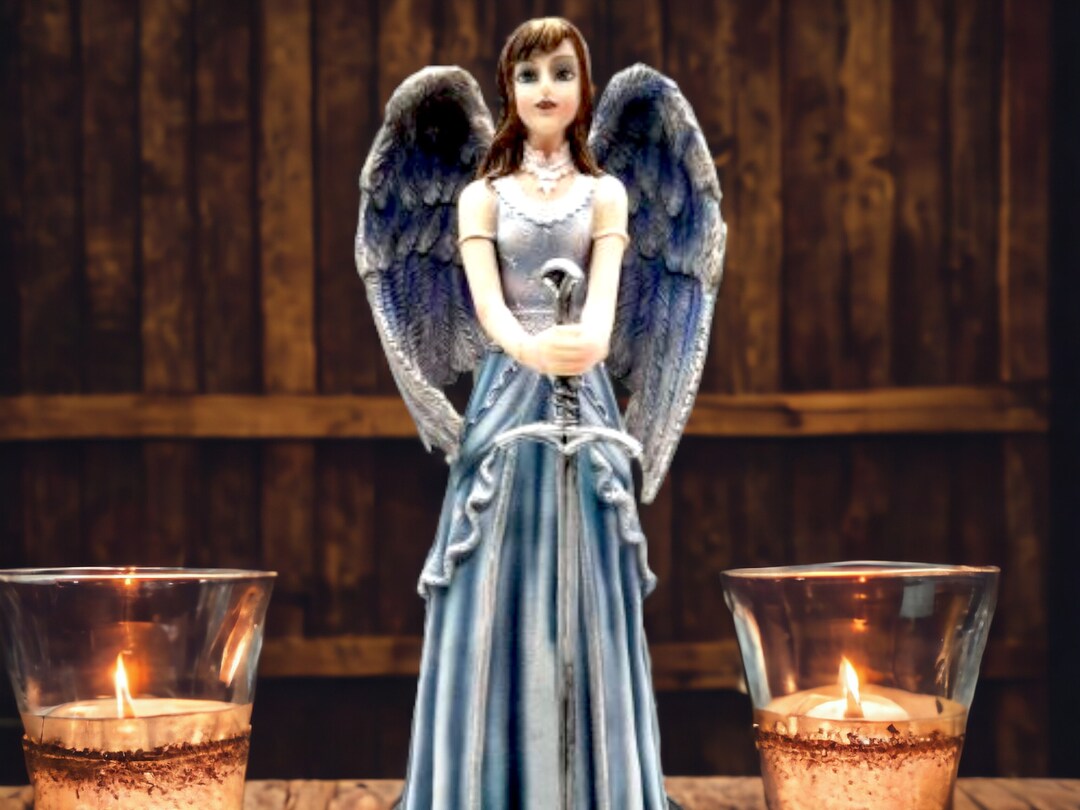 Guardian Angel Warrior Statue With Sword, Celestial Protector Sculpture ...