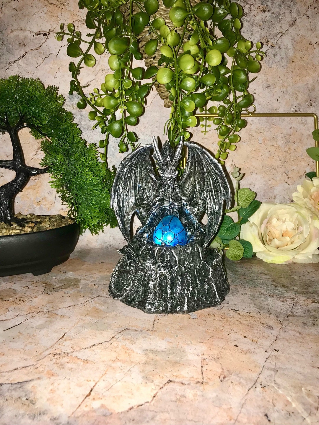 Dragon Guardian With LED Light Fantasy Sculpture Mythical Statue ...