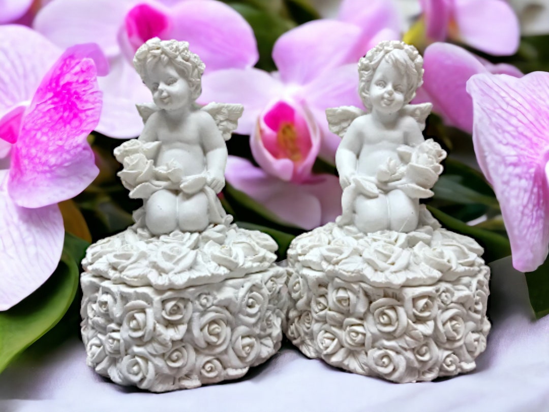Cherubic Angel Trinket Box Duo, Divine Keepsake Figurines, Cherub ...