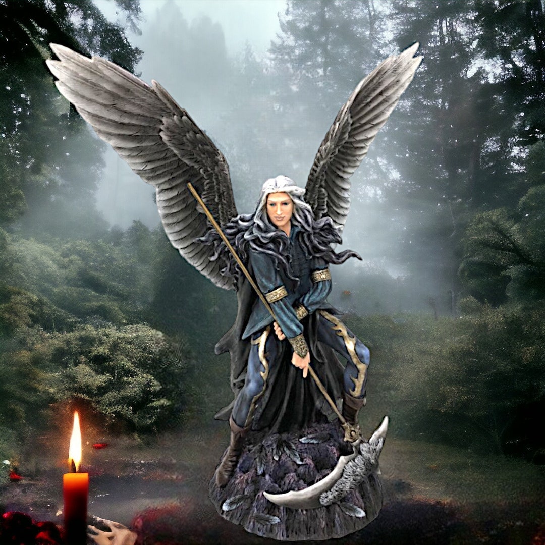 Ethereal Guardian Angel Warrior Statue Majestic Resin Figurine With ...