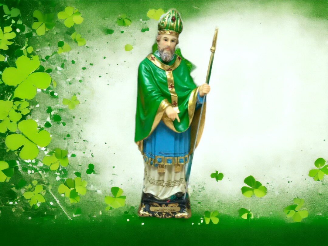 Enchanting Saint Patrick Irish Figurine Exquisite Resin Catholic Statue ...
