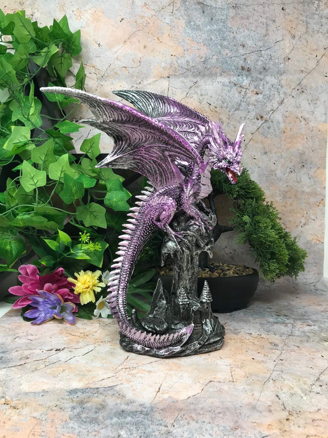 Purple Dragon Resting Fantasy Sculpture Mythical Statue - Etsy