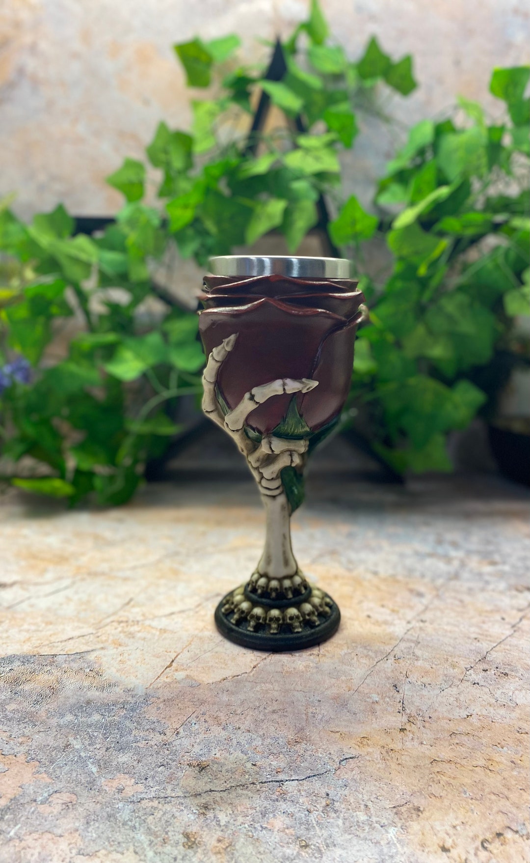 Skeleton Hand & Rose Halloween Goblet Gothic Resin Statue - Etsy UK