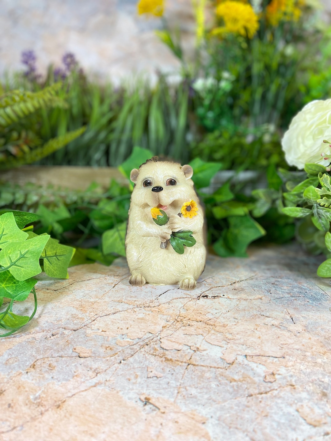 Whimsical Hedgehog Garden Ornament Handmade Resin Figurine Home Decor ...
