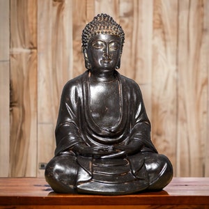 Serene Meditating Buddha Statue Antique Finish Handcrafted Resin, Zen ...