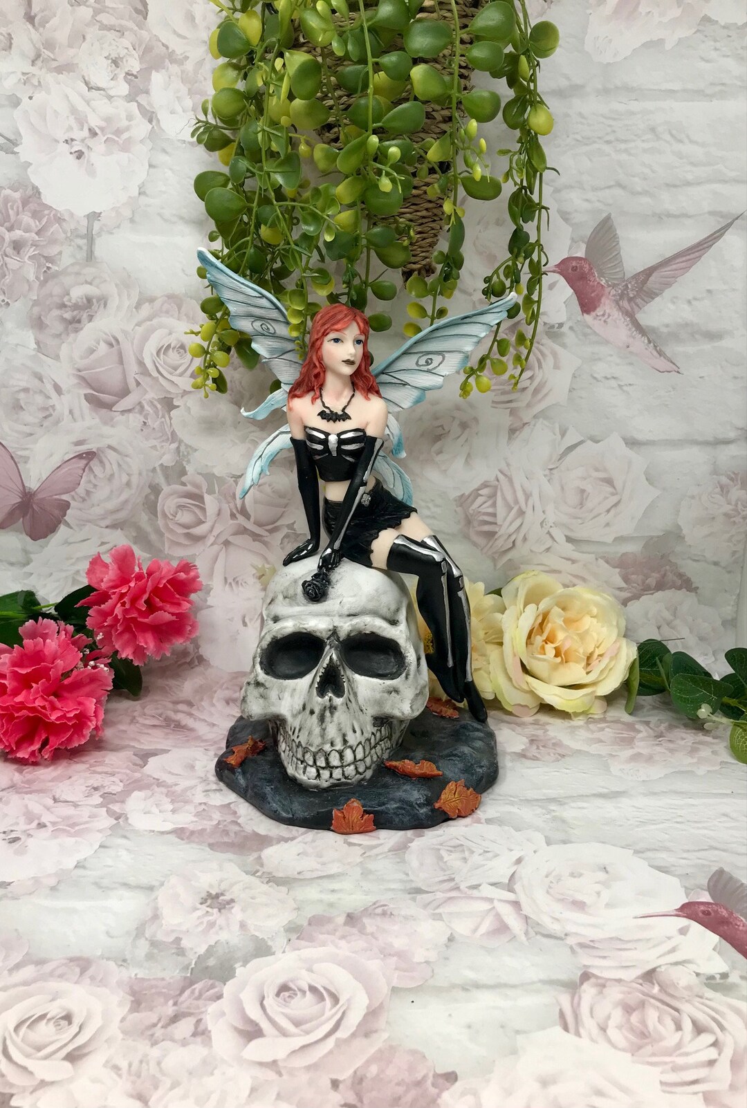 Dark Gothic Fairy Resting on Skull Figurine Fantasy Fairies - Etsy UK