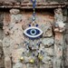 Evil Eye Wind Chime for Protection Blue Beaded Metal Hanging Decor 34cm ...