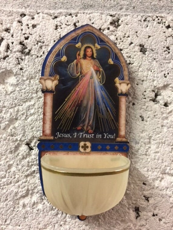 Luminous Divine Mercy Holy Water Font with Gold Foil | Etsy