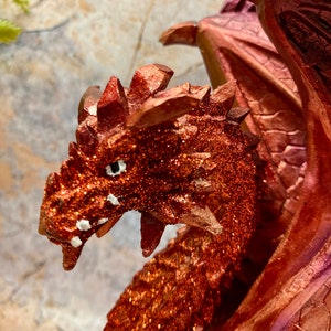 Mystical Red Dragon Resin Figurine 19x17cm Enchanting Fantasy Ornament ...