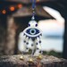 Evil Eye Wind Chime for Protection Blue Beaded Metal Hanging Decor 34cm ...