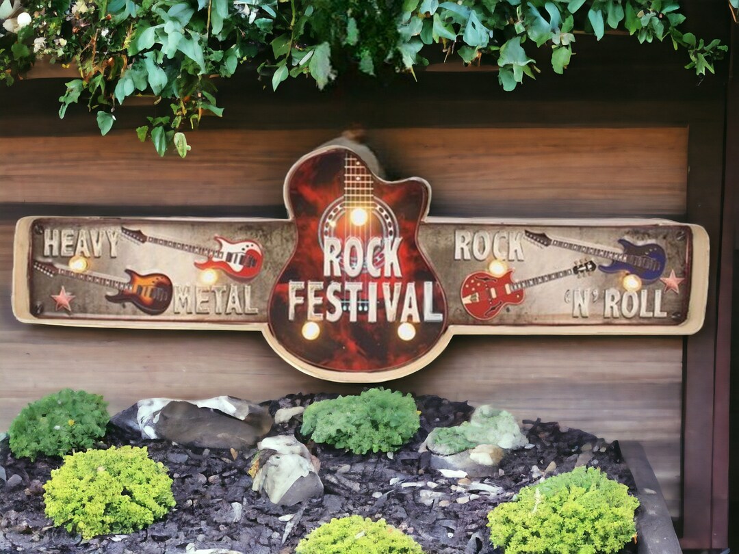 Authentic Vintage-inspired LED Guitar Wall Art Retro Heavy Metal Rock ...